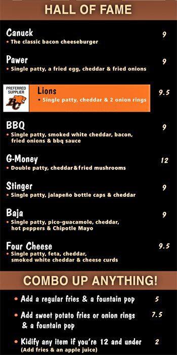 Menu at Vera's Burger Shack Food Truck, Vancouver