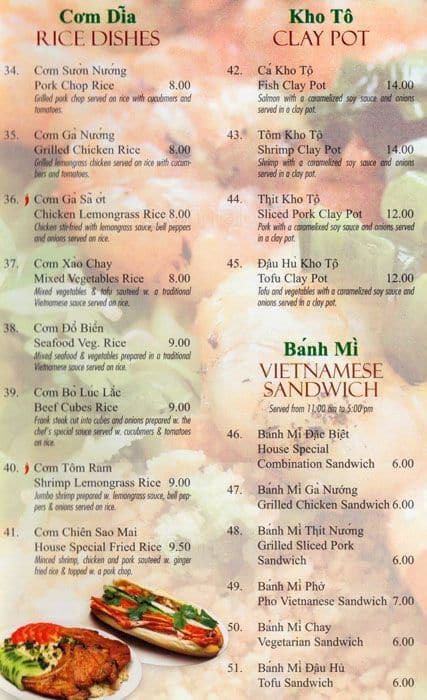 Menu at Sao Mai restaurant, New York City