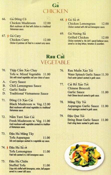 Menu at Sao Mai restaurant, New York City