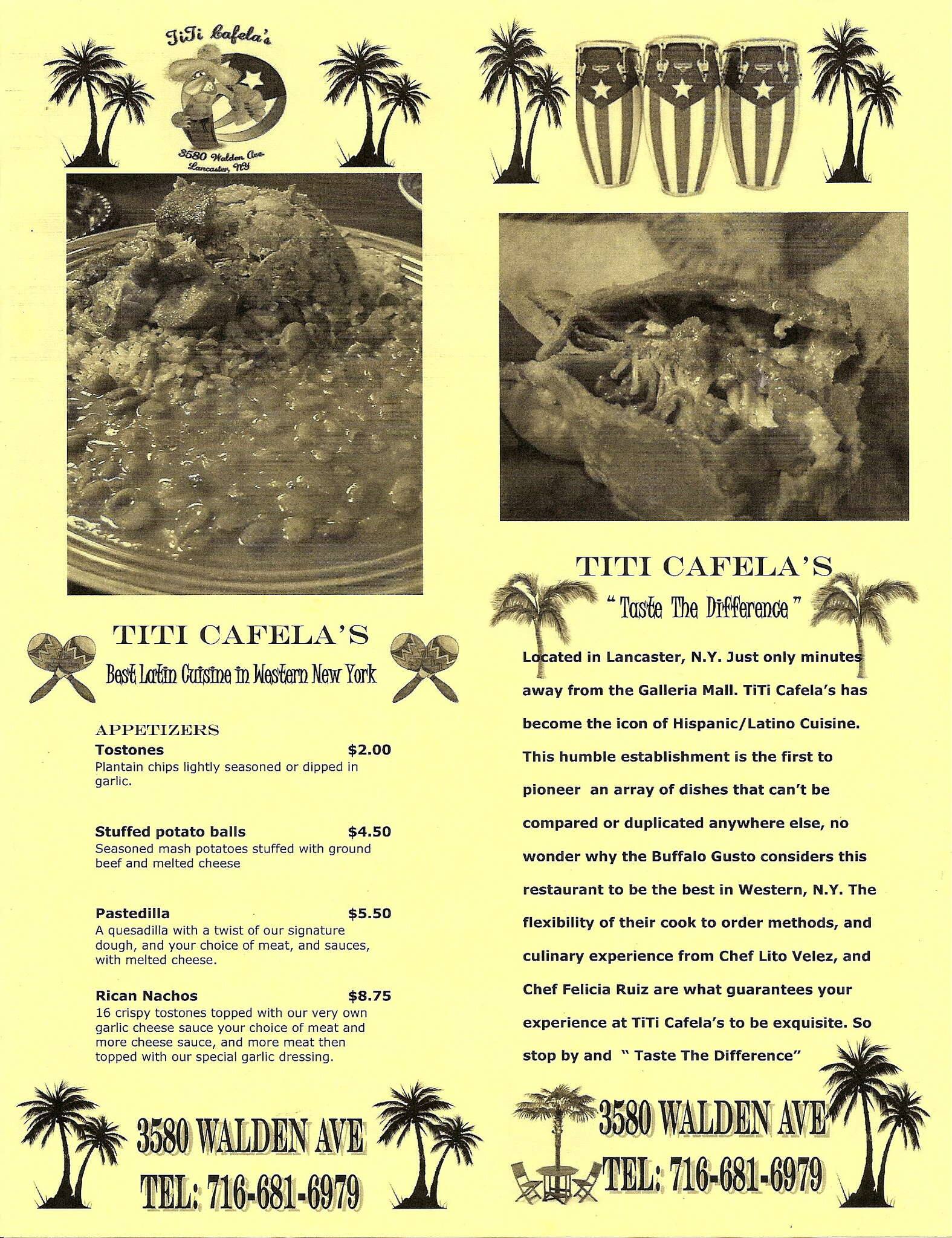 Menu at Titi Cafelas, Buffalo