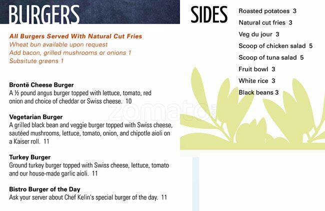 Menu at Brontë Bistro at Joseph-Beth pub & bar, Lexington, 161 ...