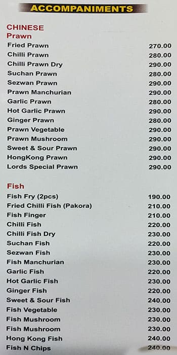 Menu at Lords Restaurant, Kolkata, 12no