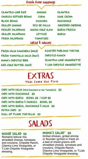 Menu at Taco Mama - Edgewood restaurant, Homewood, Oxmoor Rd