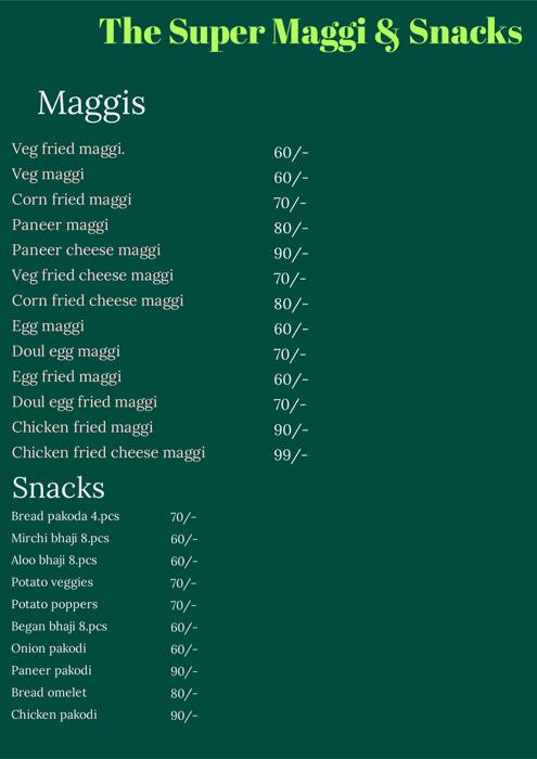 Menu of The Super Maggi & Snacks, Kondapur, Hyderabad