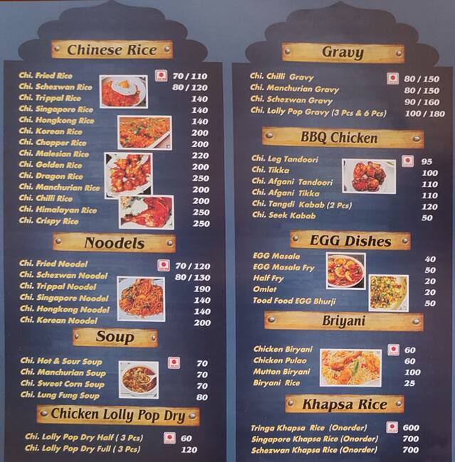 Menu of Raj Hotel, Girgaum, Mumbai
