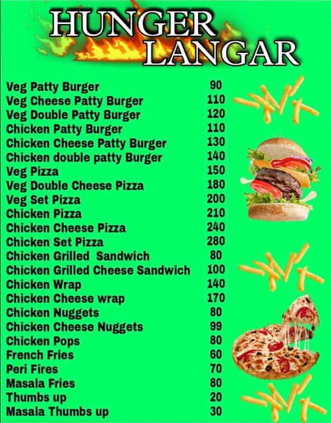 Menu of Hunger Langar, Charminar, Hyderabad