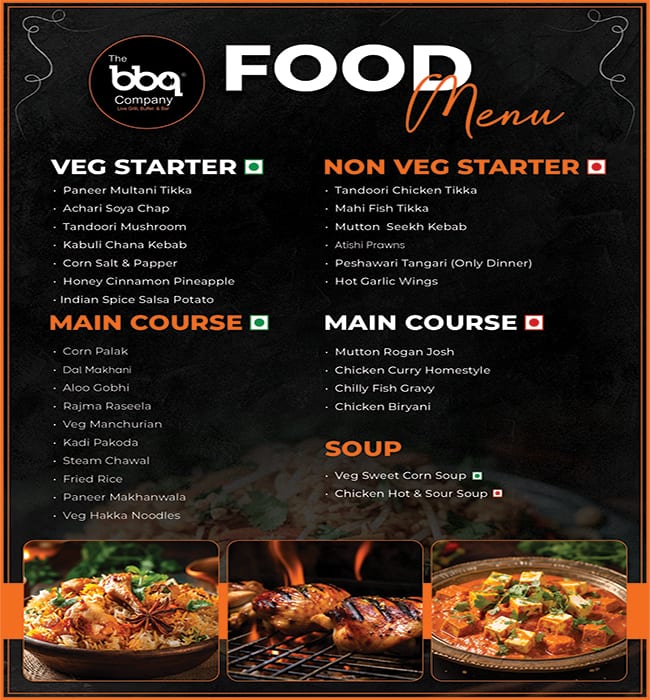 Menu of The Barbeque Company, Sector 85, Gurgaon