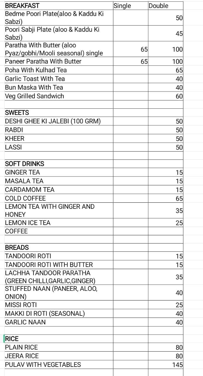 Menu of Tawa The Taste of all India, Gaur City 1, Greater Noida