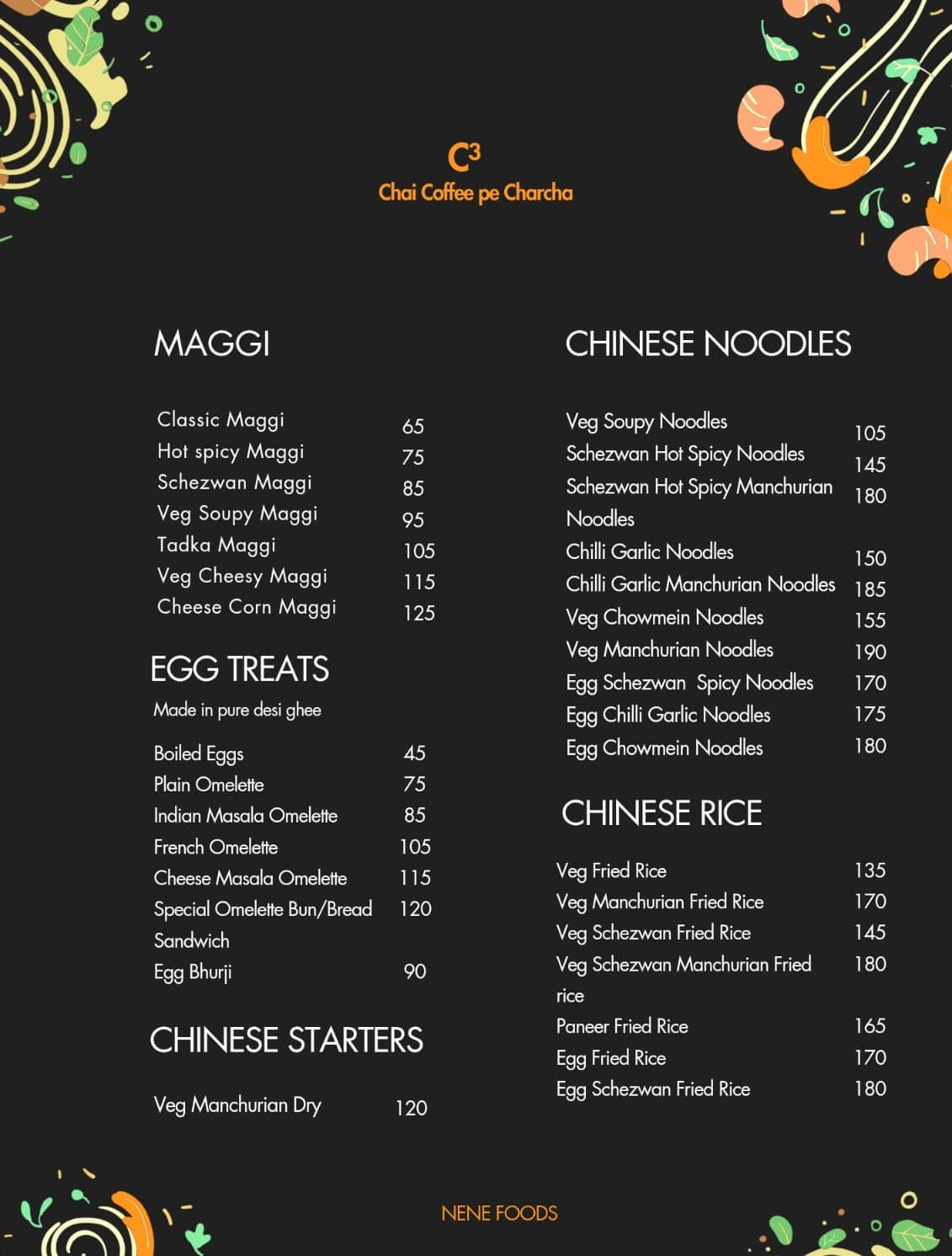 Menu of C3 - Chai Coffee Pe Charcha, Gotri, Vadodara