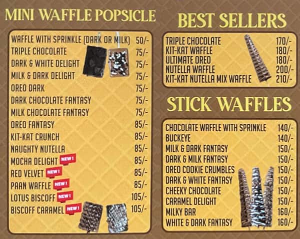 Menu of Conical Gaufres, T. Nagar, Chennai