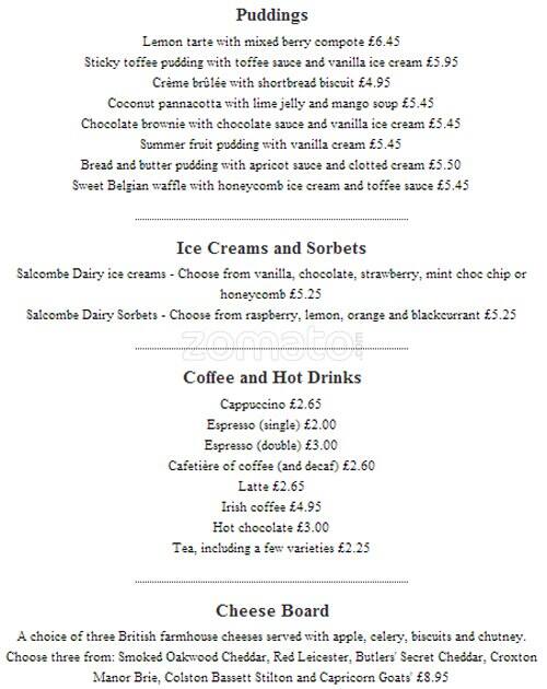 Menu at Old Orchard pub & bar, Harefield