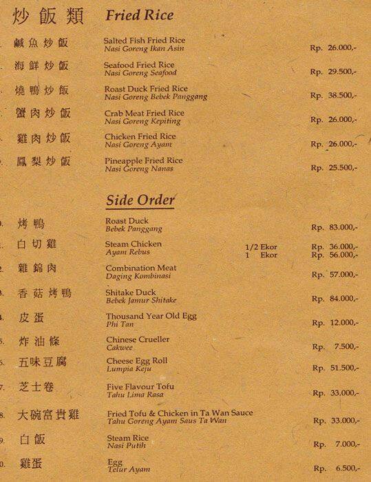 Carta del restaurante Ta Wan, Tangerang, Supermall Karawaci Lantai UG ...