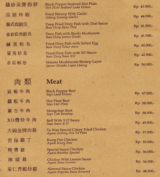 Carta del restaurante Ta Wan, Tangerang, Supermall Karawaci Lantai UG ...