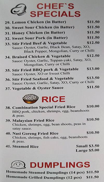 Menu at Noodle Johnny restaurant, Carrum Downs