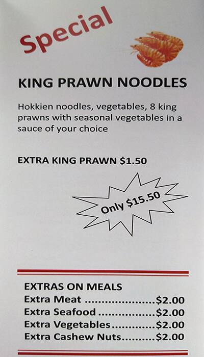 Menu at Noodle Johnny restaurant, Carrum Downs