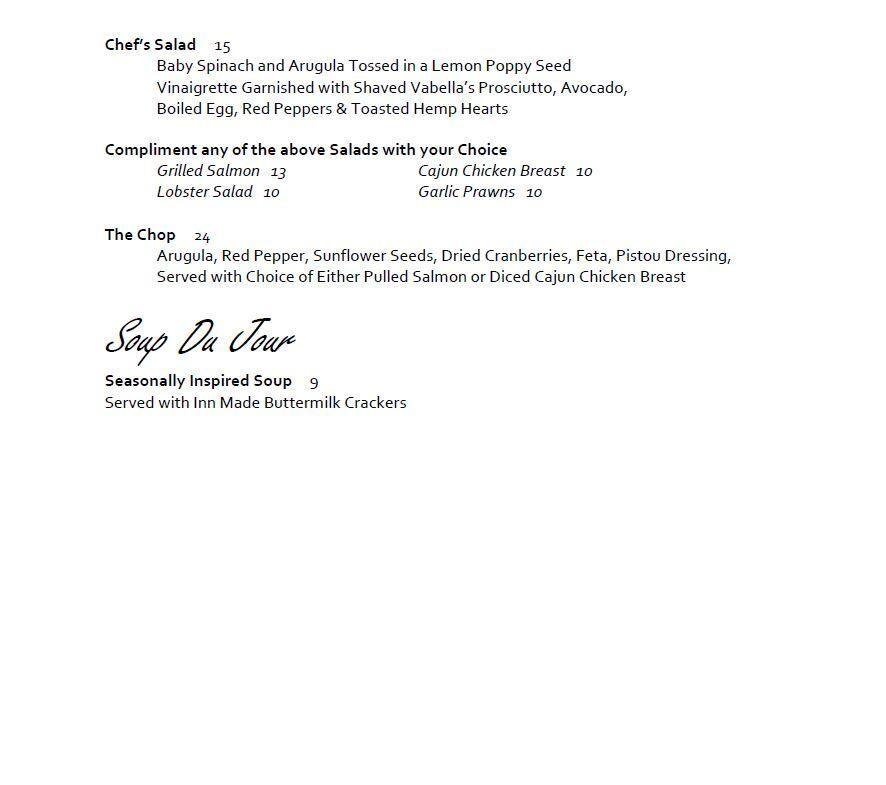 Menu at Madison's Grill restaurant, Edmonton