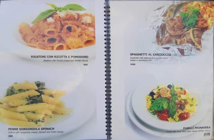 Menu at Sasa’ Ristorante Italiano restaurant, Mengwi