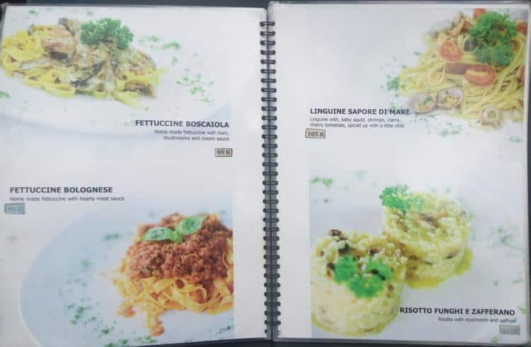 Menu at Sasa’ Ristorante Italiano restaurant, Mengwi