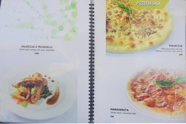 Menu at Sasa’ Ristorante Italiano restaurant, Mengwi