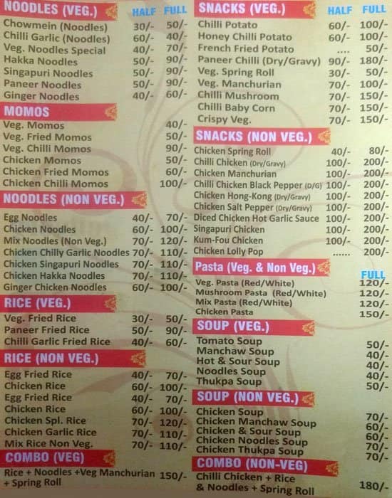 Chinese Fast Food Menu, Menu for Chinese Fast Food, Paharganj, New ...