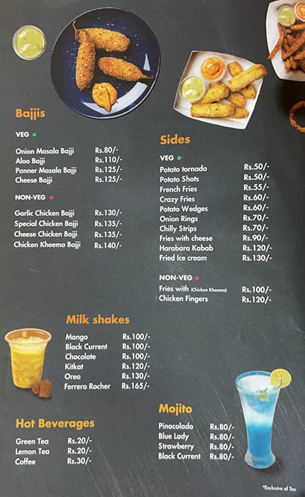 Menu of Beyond Bajji, Kukatpally, Hyderabad