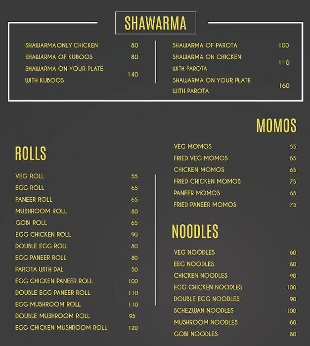 Menu of Shahi Shawarma, JP Nagar, Bangalore