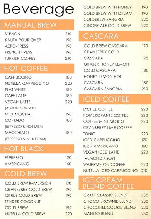 Menu of Craft Coffee, Lodipur, Patna