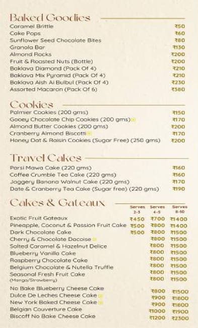 Menu of Star Anise Patisserie, Colaba, Mumbai