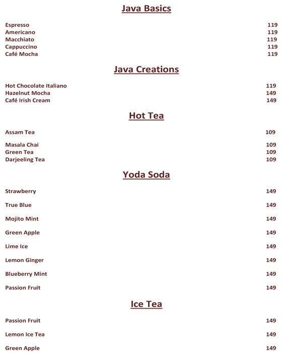 Aqua Java Menu, Menu for Aqua Java, Elgin, Kolkata - Zomato