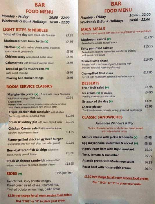 Menu at Hermes Lounge Bar, London