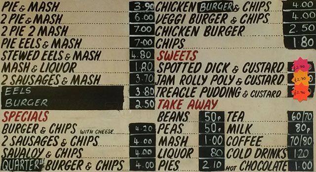 Menu at Pie Shop cafe, Bexleyheath, 149 Broadway