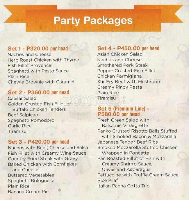 Menu at The Old Spaghetti House restaurant, Makati, WalterMart Makati