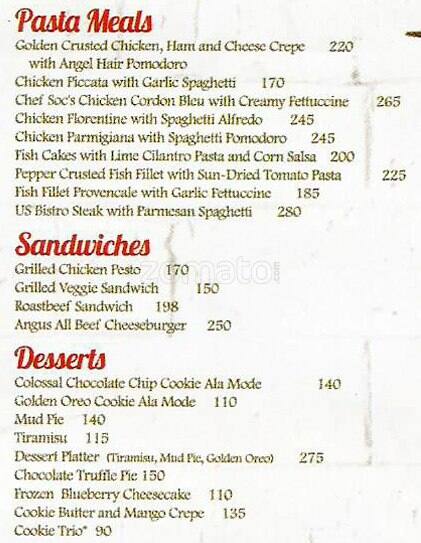 Menu at The Old Spaghetti House restaurant, Makati, WalterMart Makati