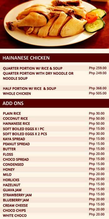 Menu at Toast Box restaurant, Taguig, Lower Ground Floor