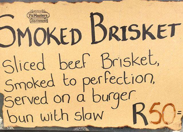 Menu at PitMasters, Cape Town, Kenilworth Racecourse