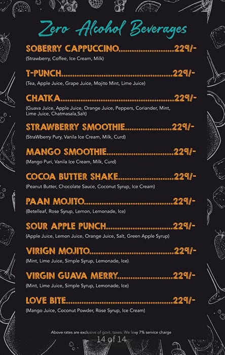 Menu at Yolo Gastro Lounge, Pune, 8th Floor