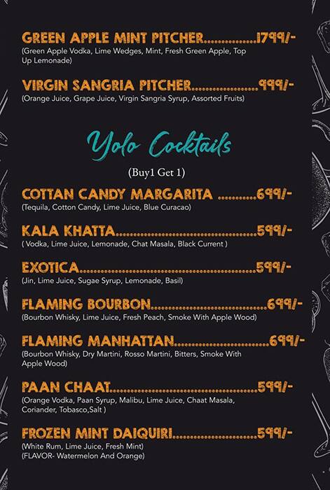 Menu at Yolo Gastro Lounge, Pune, 8th Floor