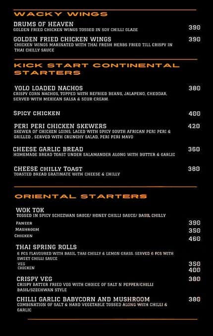 Menu at Yolo Gastro Lounge, Pune, 8th Floor