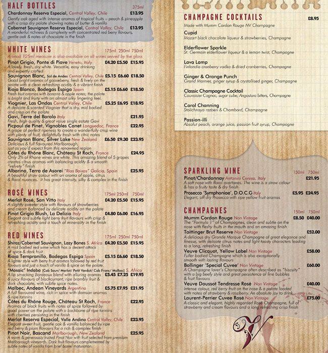 Menu at Velvet Hotel, Bar & Brasserie, Manchester, 2 Canal St
