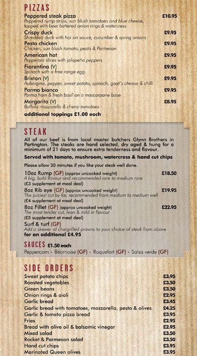 Menu at Velvet Hotel, Bar & Brasserie, Manchester, 2 Canal St