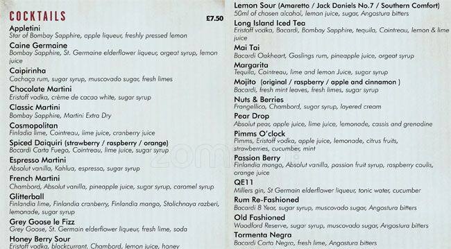 Menu at Velvet Hotel, Bar & Brasserie, Manchester, 2 Canal St