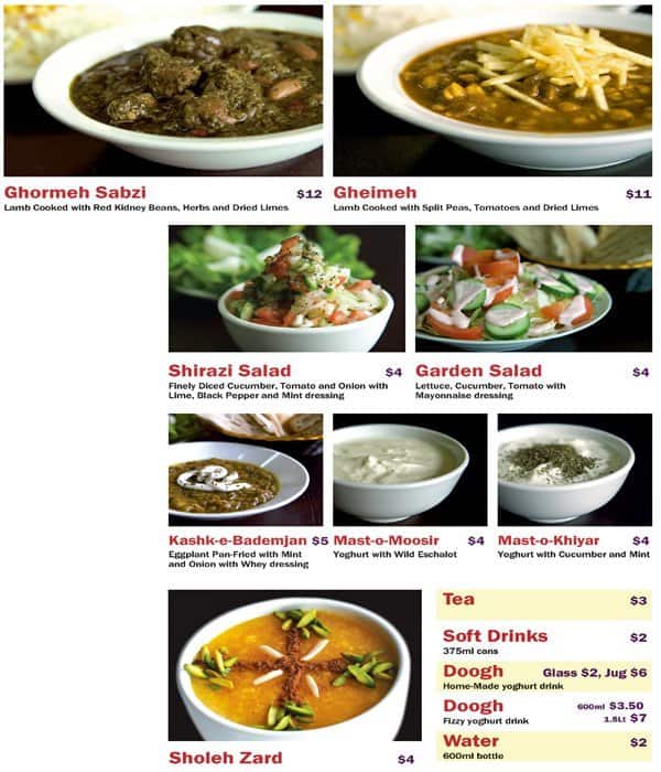 Menu at Darband Restaurant, Auburn