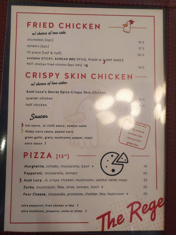 Menu at Regent Hotel pub & bar, Kingsford, 416-418 Anzac Parade