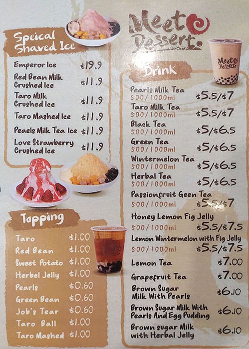 Menu at Meet Fresh restaurant, Eastwood