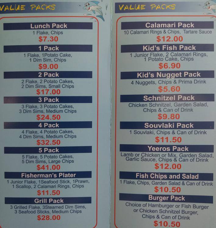 Menu at Fish to Go fast food, Keysborough