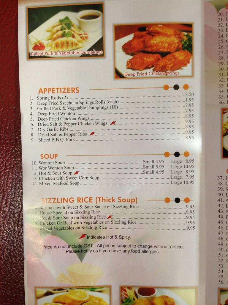 Menu at Win Garden restaurant, Airdrie