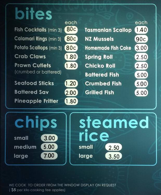 Menu at Plaza Seafoods restaurant, Burwood