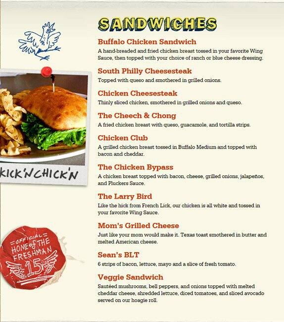 Menu at Pluckers Wing pub & bar, Allen