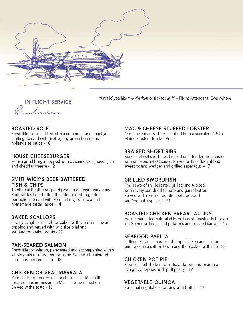 Menu at The Airport Grille restaurant, New Bedford, Airport Road