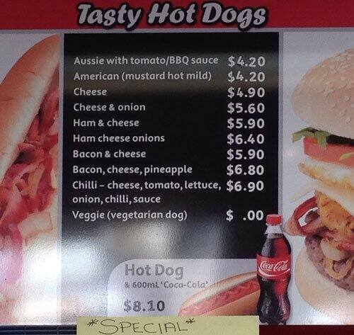 Menu at Cafe Cino, Adelaide